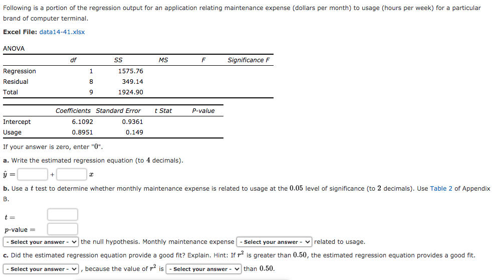 Solved Following is a portion of the regression output for | Chegg.com