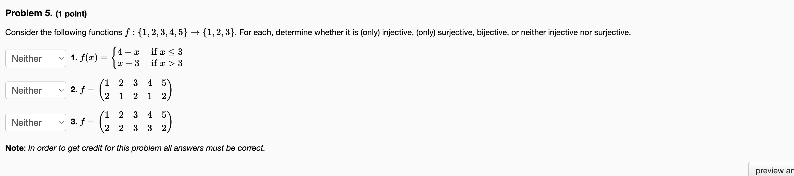 Solved Consider the following functions | Chegg.com