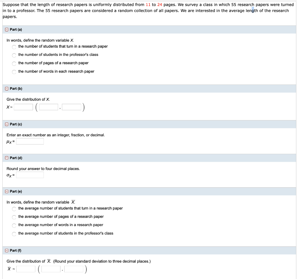 Solved Suppose that the length of research papers is | Chegg.com