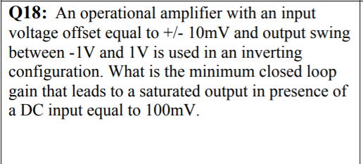 Solved Q18: An operational amplifier with an input voltage | Chegg.com