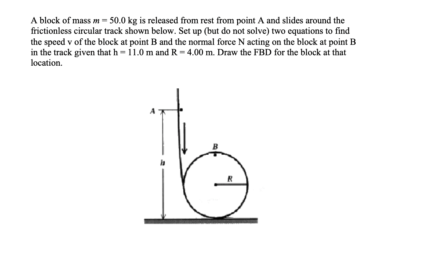 Solved A block of mass m=50.0 kg is released from rest from | Chegg.com