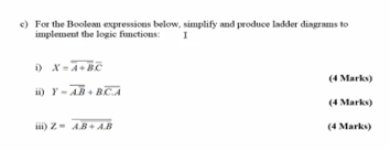 Solved c) For the Boolean expressions below, simplify and | Chegg.com