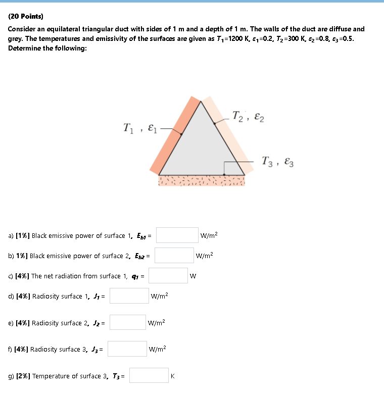 Solved (20 Points) Consider an equilateral triangular duct | Chegg.com