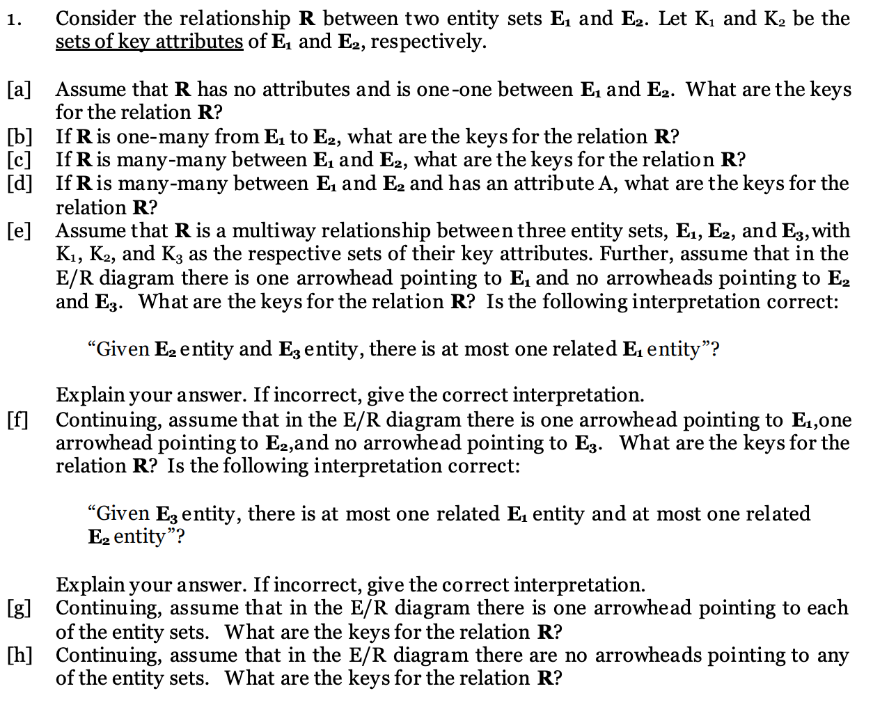 Solved Consider the relationship R between two entity sets | Chegg.com