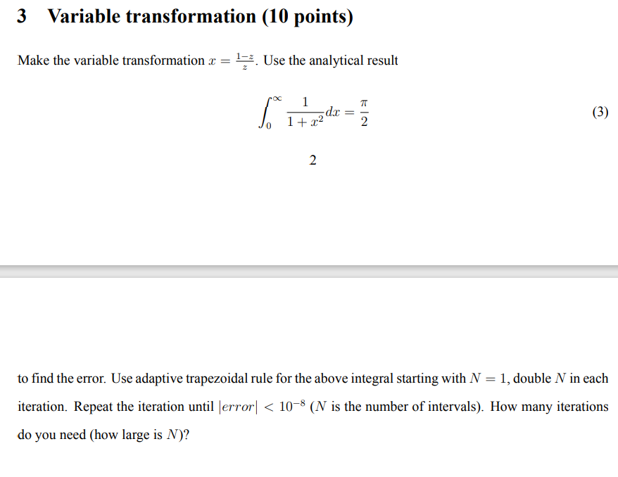 Solved 3 Variable transformation (10 points) Make the | Chegg.com