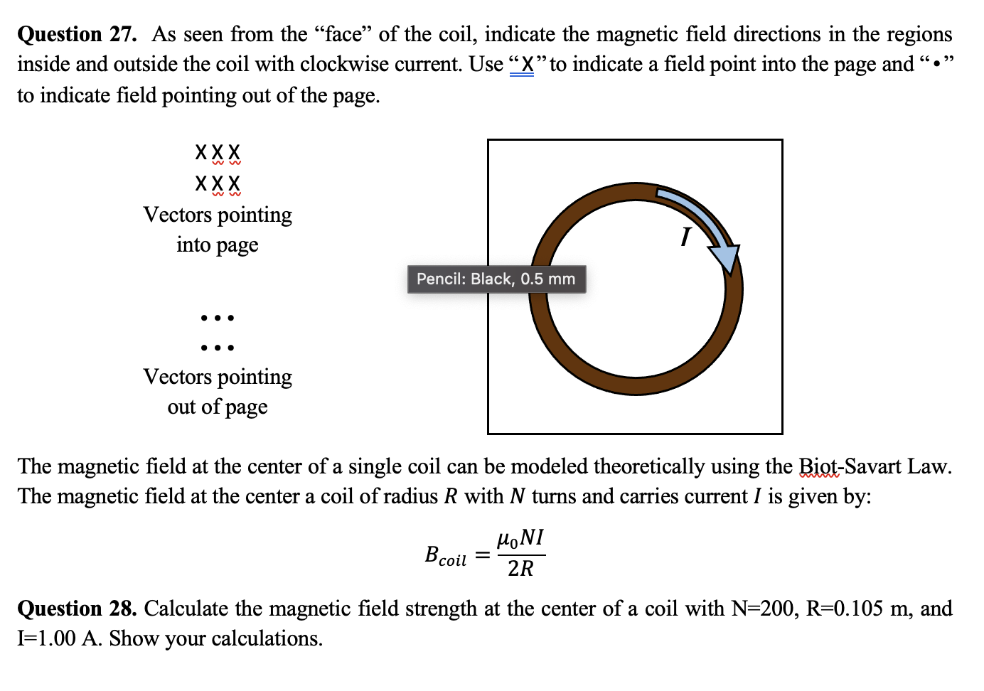 Solved Question 27. As seen from the “face” of the coil, | Chegg.com