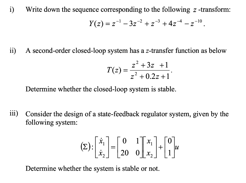 Solved i) Write down the sequence corresponding to the | Chegg.com