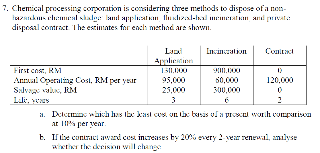 Solved Chemical processing corporation is considering three | Chegg.com