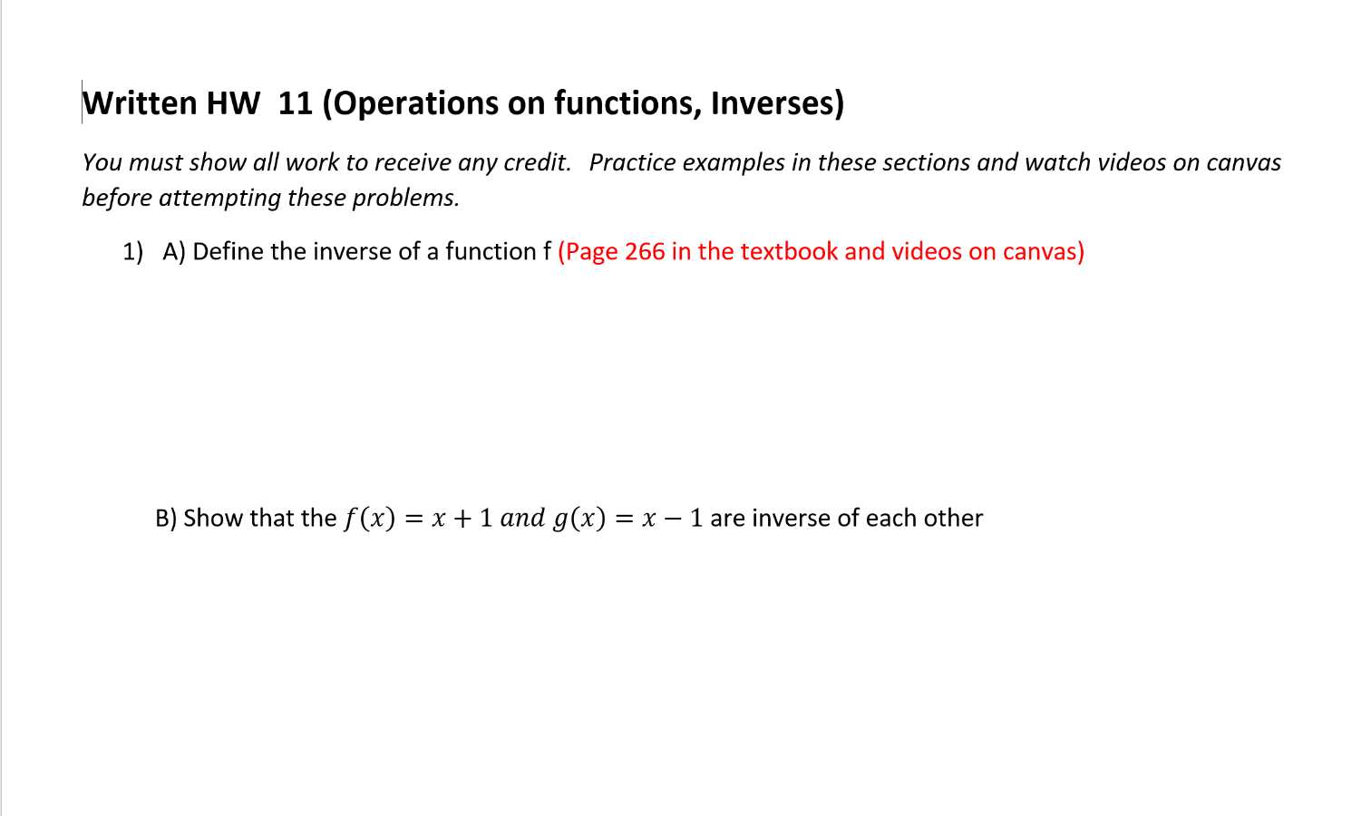 Solved Written HW 11 (Operations on functions, Inverses) You | Chegg.com