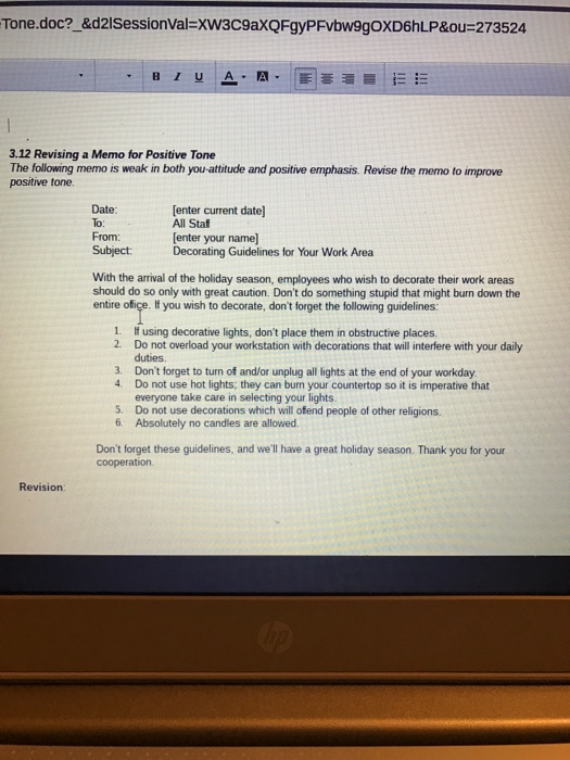 Solved The following memo is weak in both you-attitude and | Chegg.com