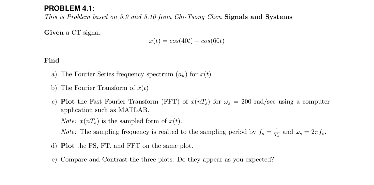 Solved Sig&Sys HW4 Please Help!! Urgent! Will like for full | Chegg.com