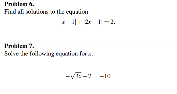 Solved Problem 6. Find all solutions to the equation | Chegg.com