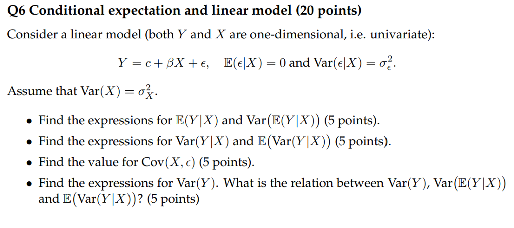 Solved 06 Conditional Expectation And Linear Model 20