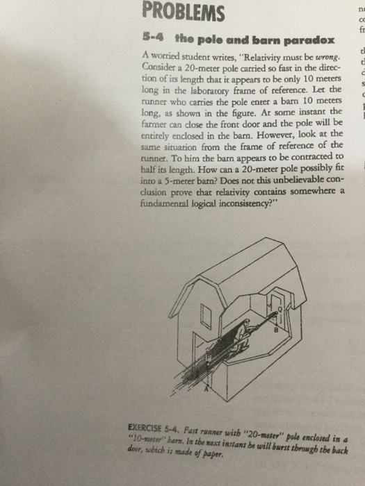 Solved PROBLEMS ne co ft 5-4 the pole and barn paradox A | Chegg.com
