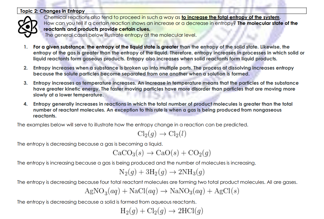 Solved Activity 7.2: Increasing and Decreasing Entropy (page | Chegg.com