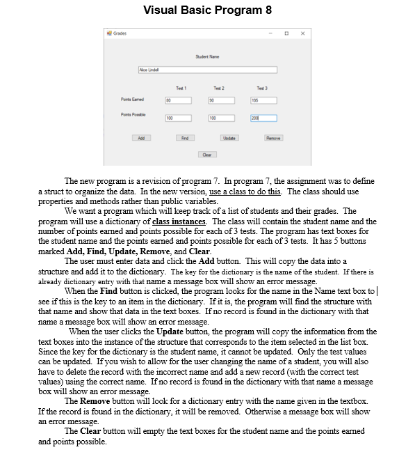 Solved Visual Basic Program 7 Grades X Student Name Port | Chegg.com