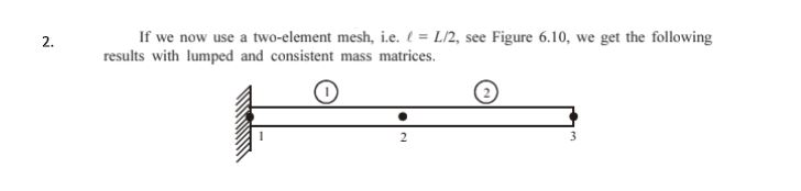 2. If we now use a two-element mesh, i.e. ( = L/2, | Chegg.com
