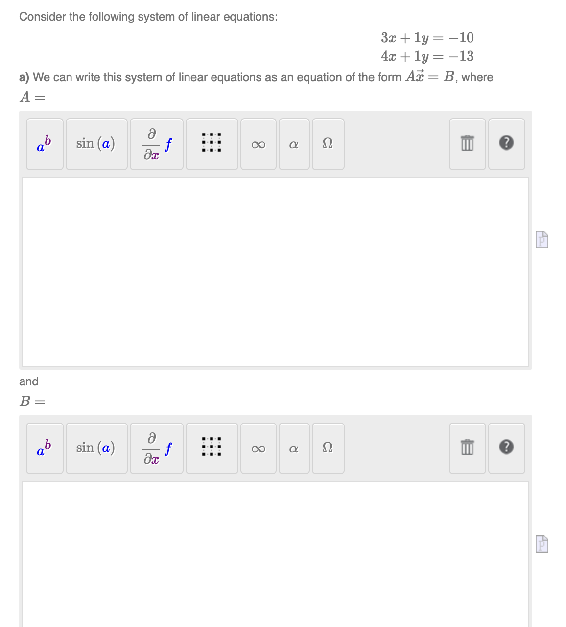 Solved Consider the following system of linear equations: | Chegg.com