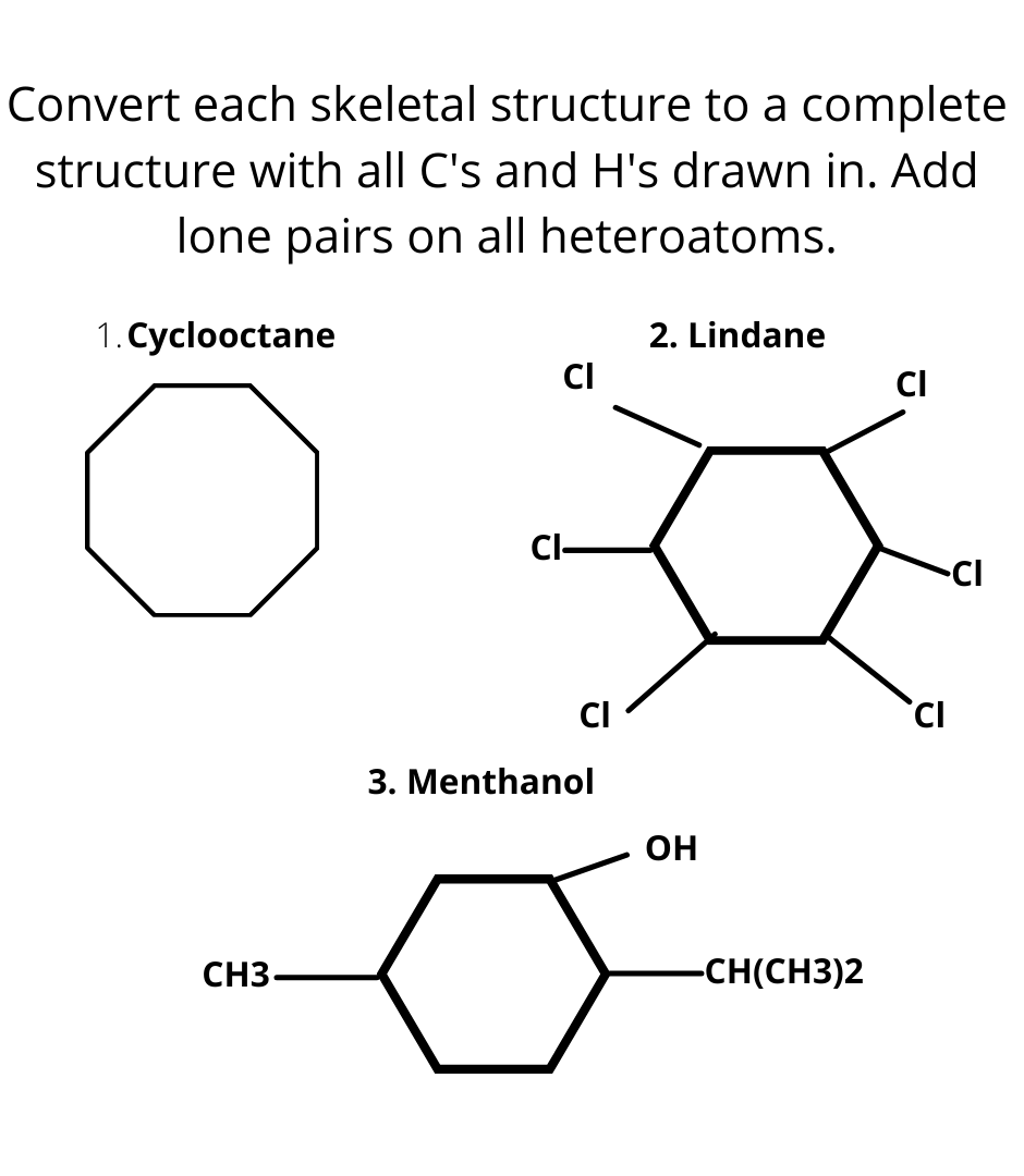Solved Convert each skeletal structure to a complete | Chegg.com