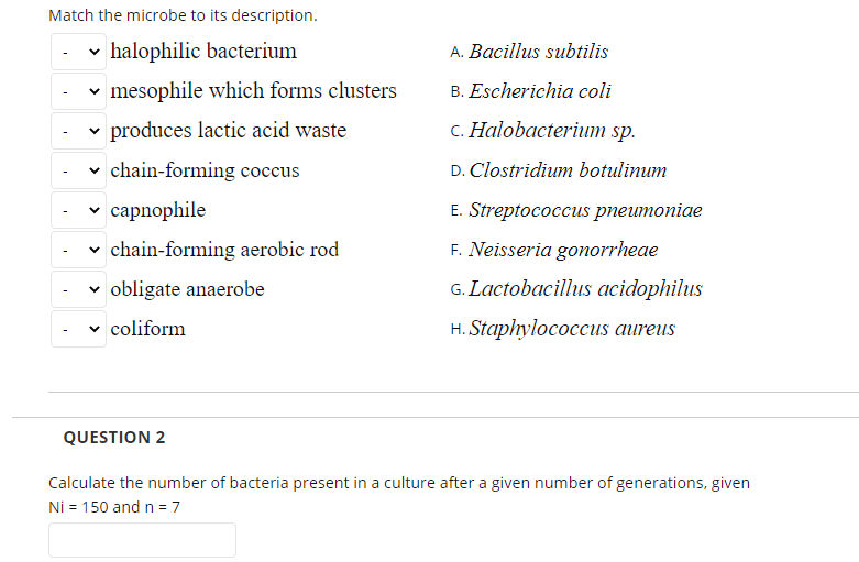 Solved A. Bacillus subtilis B. Escherichia coli c. | Chegg.com