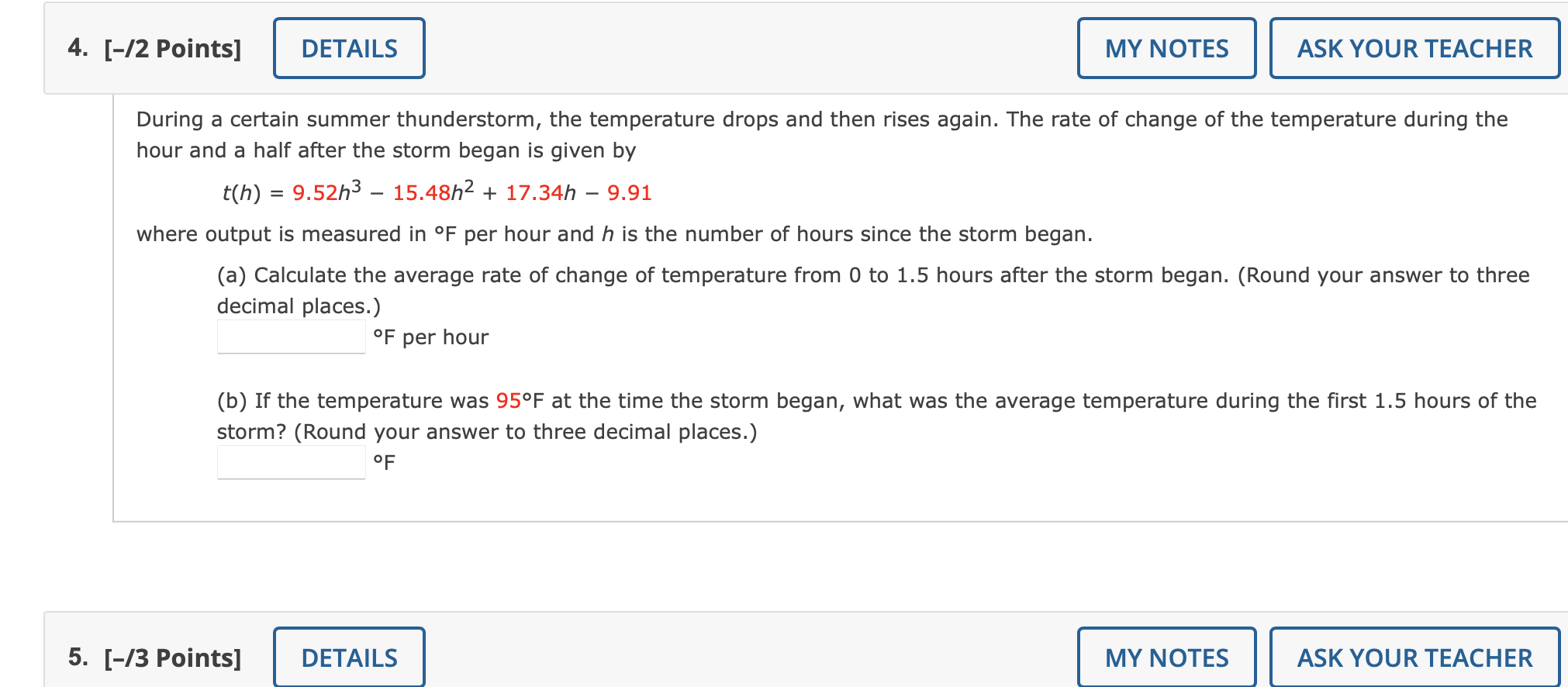 Solved During a certain summer thunderstorm, the temperature | Chegg.com