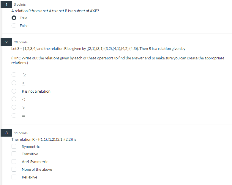 Solved A relation R from a set A to a set B is a subset of | Chegg.com