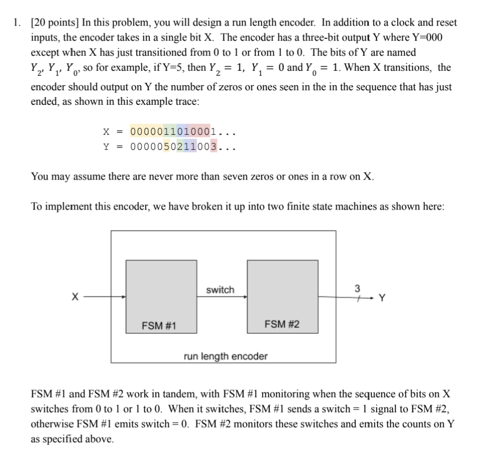 Solved b. Specify a state encoding for FSM #1 and FSM #2, | Chegg.com