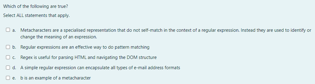 Solved Which of the following are true? Select ALL | Chegg.com