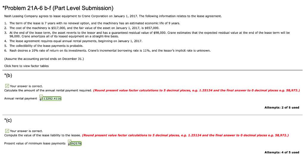 Solved Problem 21A-6 b-f (Part Level Submission) Nash | Chegg.com