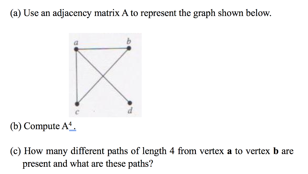 Solved (a) Use an adjacency matrix A to represent the graph | Chegg.com