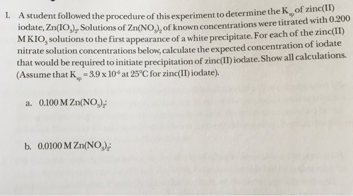Solved A student followed the procedure of this experiment | Chegg.com