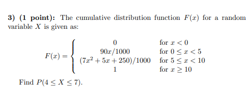 Solved 3) (1 point): The cumulative distribution function | Chegg.com