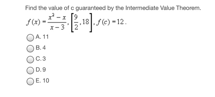 Solved Find the value of c guaranteed by the Intermediate | Chegg.com