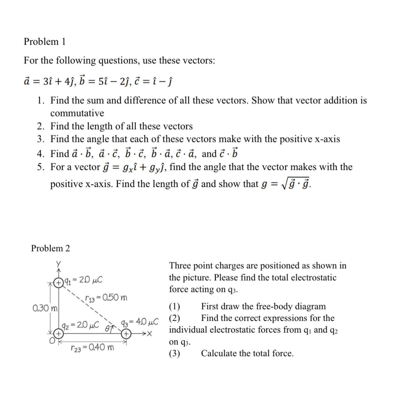 Solved Problem 1For the following questions, use these | Chegg.com