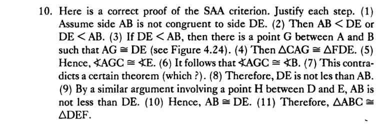 Solved Here is a correct proof of the SAA criterion. Justify | Chegg.com