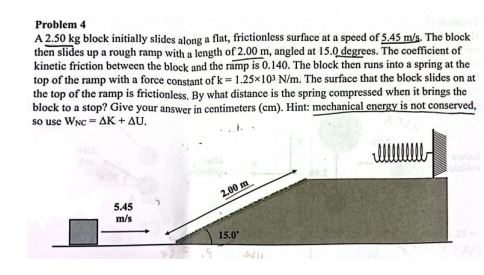Solved Problem 4 A 2.50 kg block initially slides along a | Chegg.com