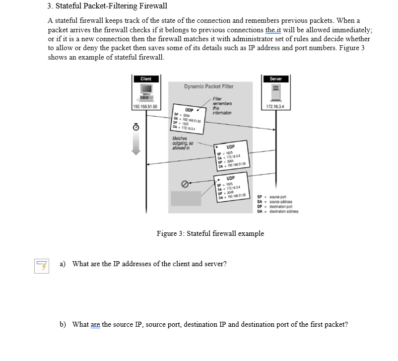 Solved 3 Stateful Packet Filtering Firewall A Stateful