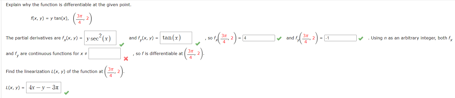 Solved Explain why the function is differentiable at the | Chegg.com