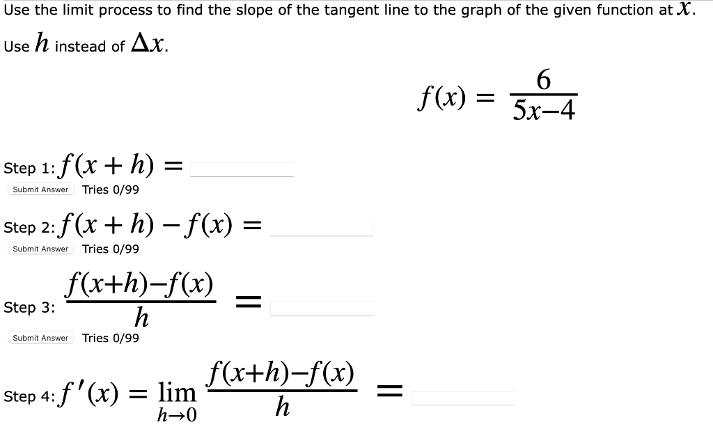 Solved Use the limit process to find the slope of the | Chegg.com