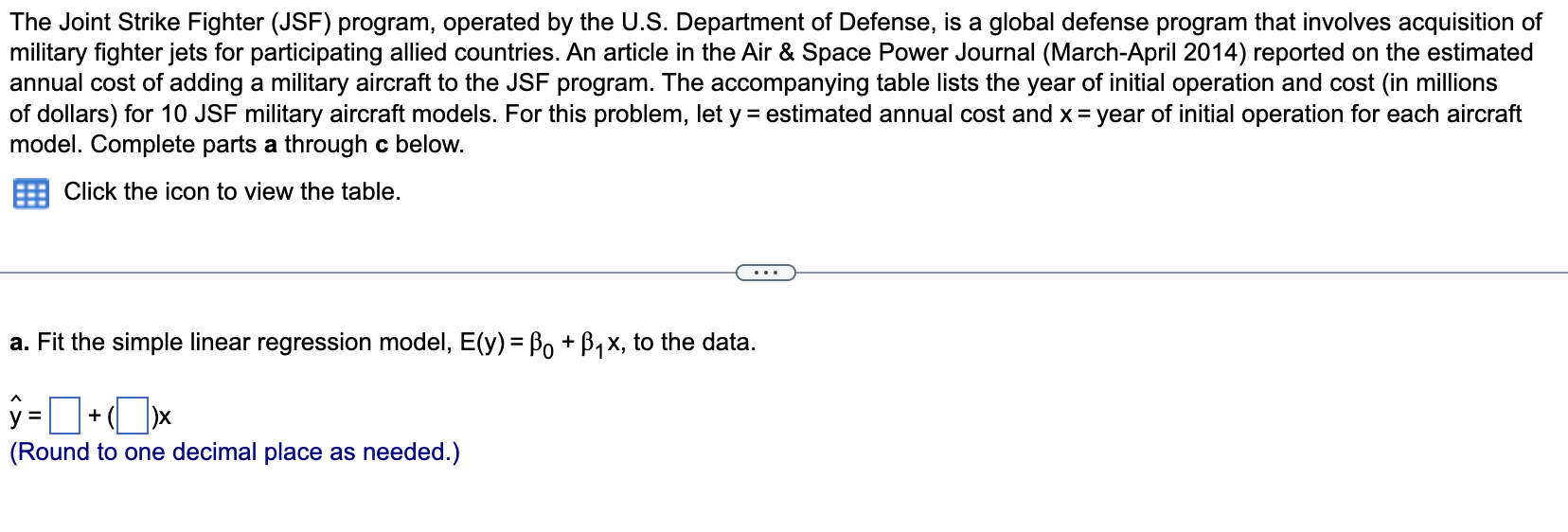 Solved The Joint Strike Fighter (JSF) program, operated by | Chegg.com