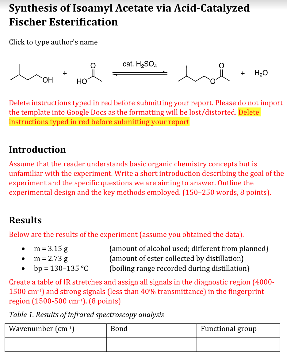 Solved Synthesis of Isoamyl Acetate via Acid-Catalyzed | Chegg.com