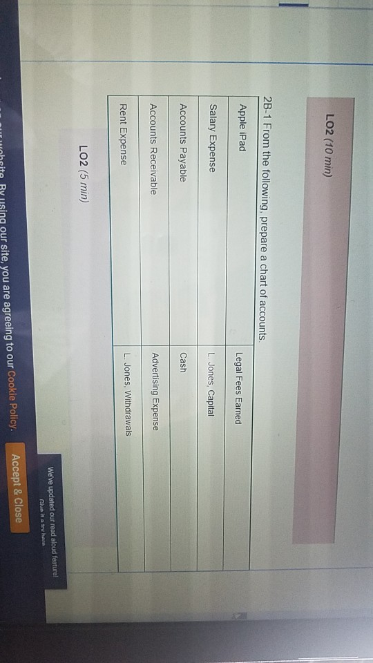 Solved L02 (10 min) 2B-1 From the following, prepare a chart | Chegg.com