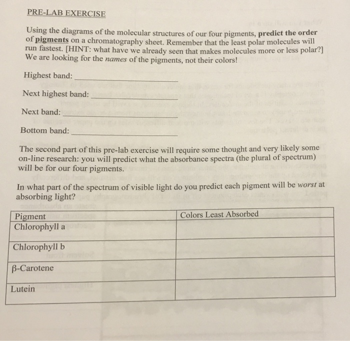 Solved PRE-LAB EXERCISE Using the diagrams of the molecular | Chegg.com