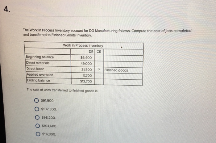 Solved The Work In Process Inventory account for DG | Chegg.com