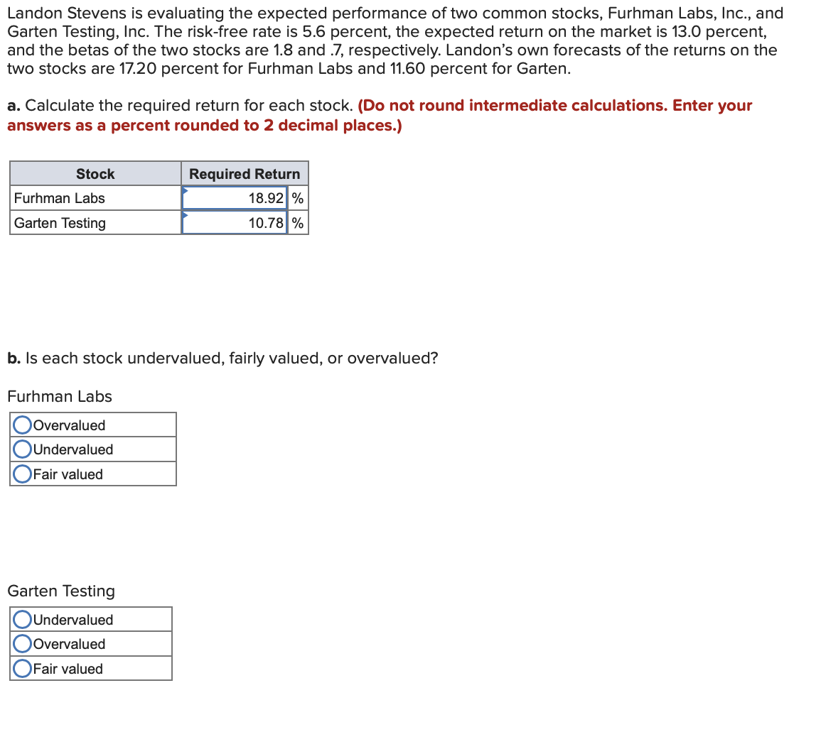 Solved Landon Stevens is evaluating the expected performance | Chegg.com