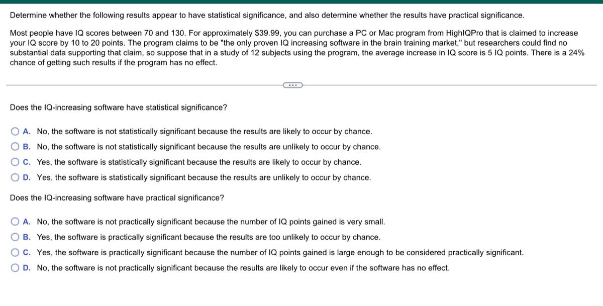 Solved Determine whether the following results appear to | Chegg.com Solved Determine whether the following results appear to | Chegg.com
