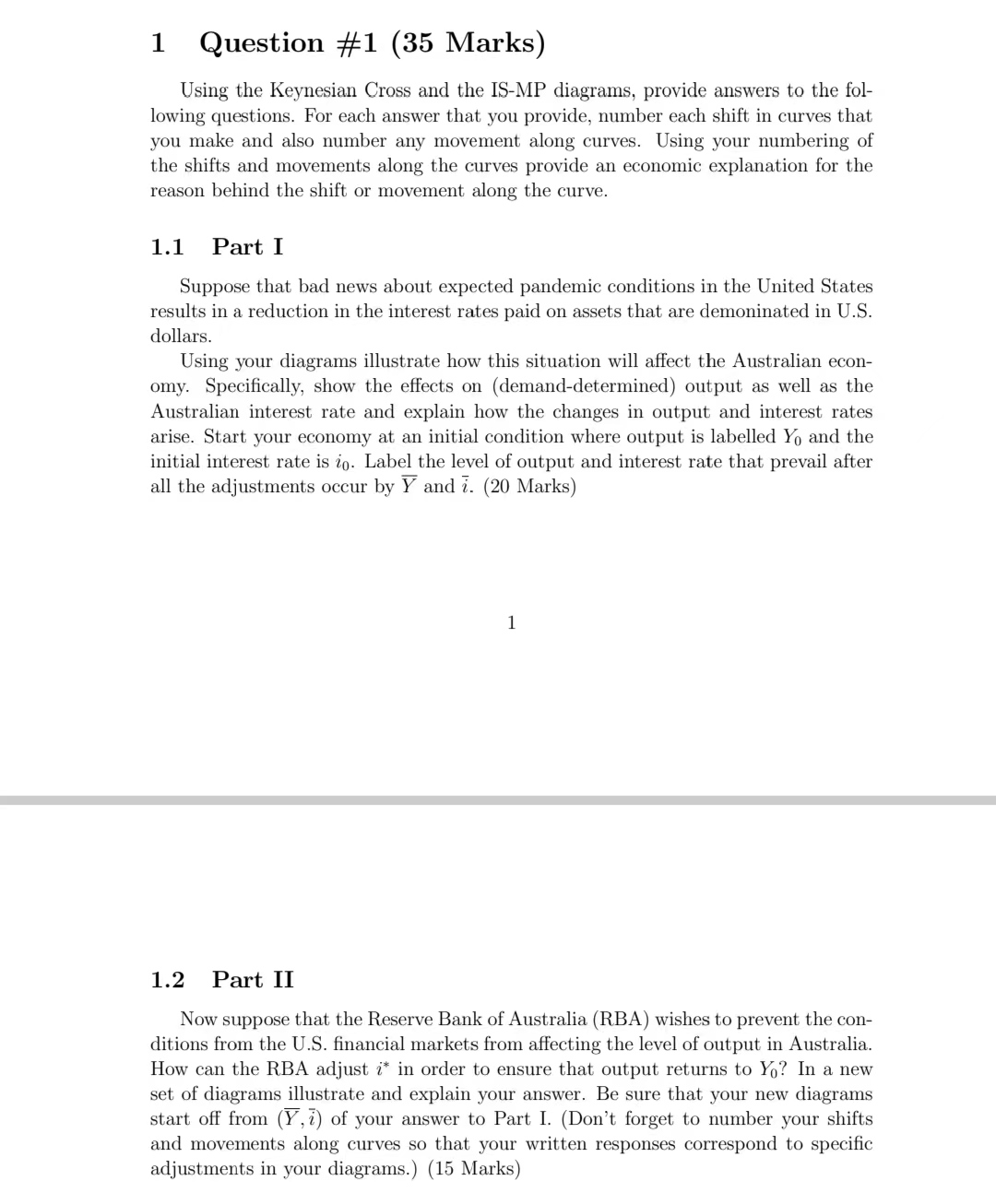 Solved 1 Question \#1 (35 Marks) Using the Keynesian Cross | Chegg.com