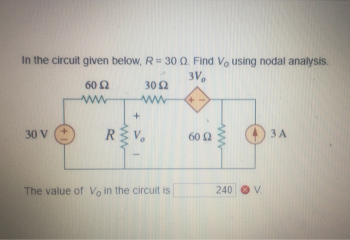 Solved In the circuit given below. R = 30 Ω. Find Vo using | Chegg.com