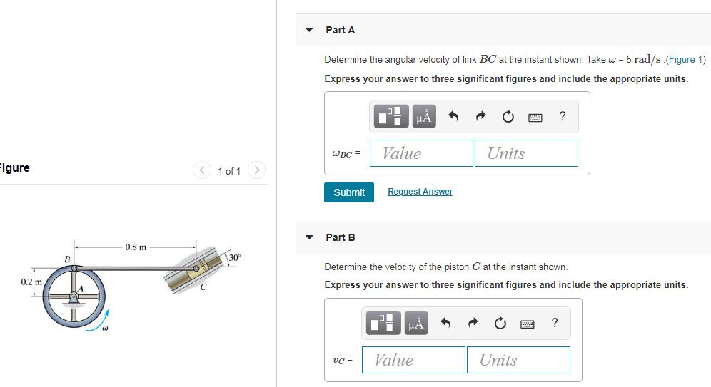 Solved Part A Determine the angular velocity of link BC at | Chegg.com