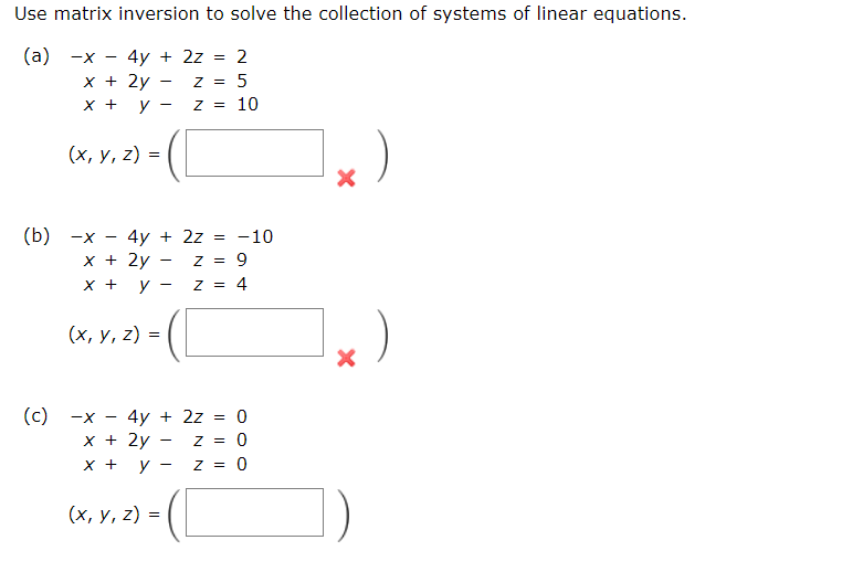 Use matrix inversion to solve the collection of | Chegg.com
